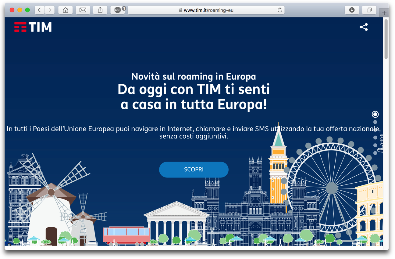 Roaming Europa di TIM: nessuna limitazione per i dati Internet - SPIDER-MAC